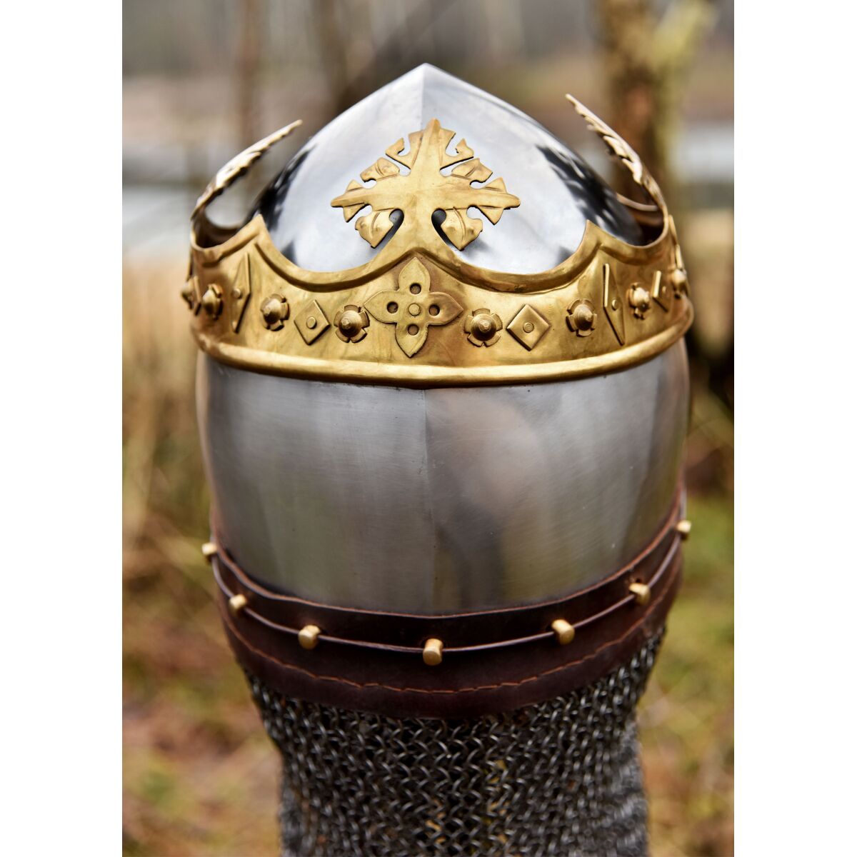 Helm mit Krone und Brünne, Robert Bruce, 1,6 mm Stahl